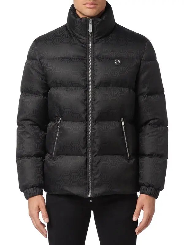 Philipp Plein Puffer Jacket With Monogram - Black