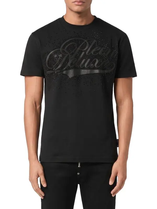 Philipp Plein T-shirt With Rhinestone Logo - Black
