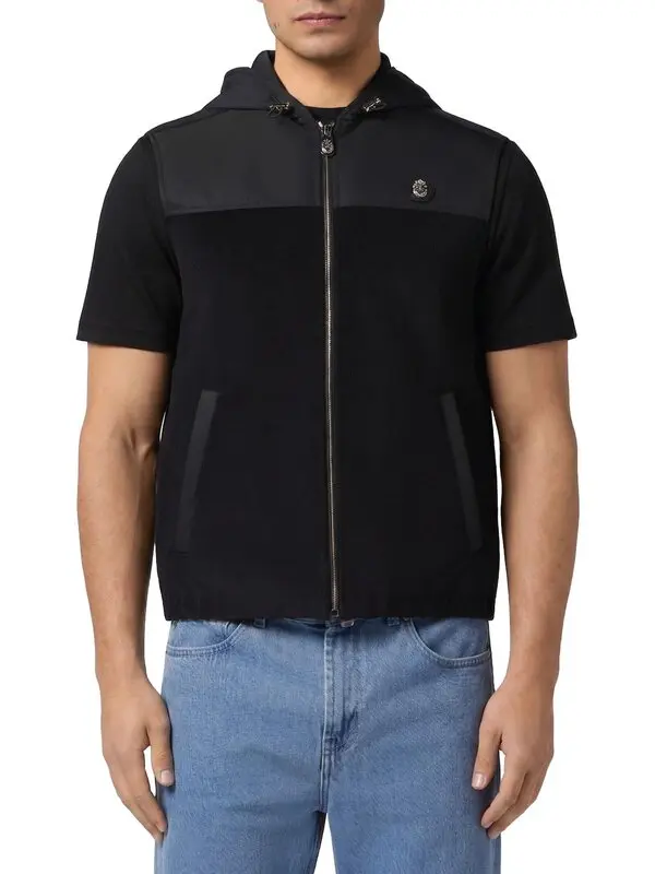 BILLIONAIRE Zip-up Hoodie Vest - Black