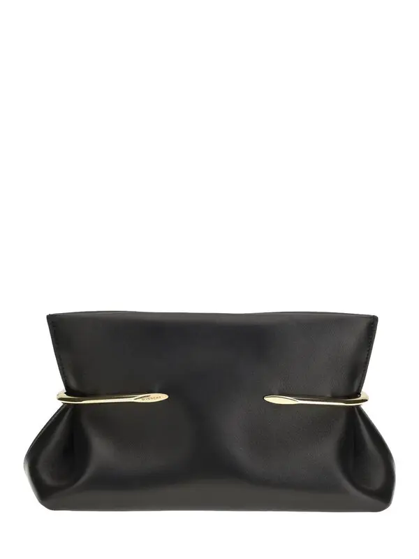 Givenchy Leather Clutch With Gold Tone Detail - Black