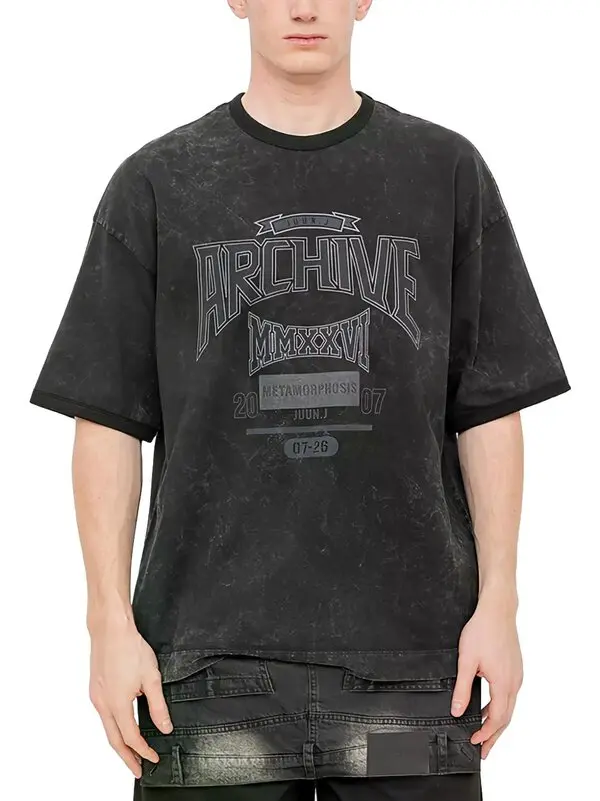 JUUN.J Acid-wash Logo-print T-shirt - Black