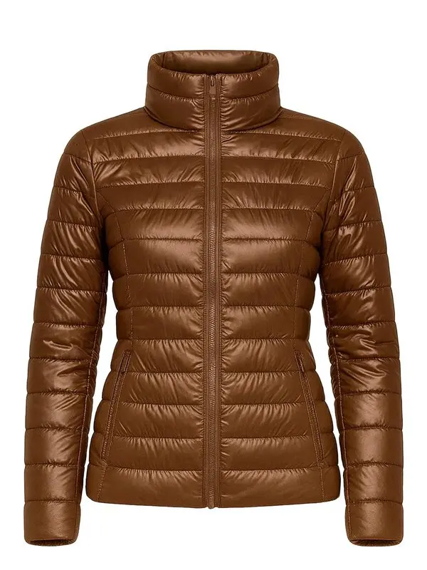 TANTRA SPAIN SL Basic Metallic Anorak With Zipper Closure And Mandarin Collar - Brown