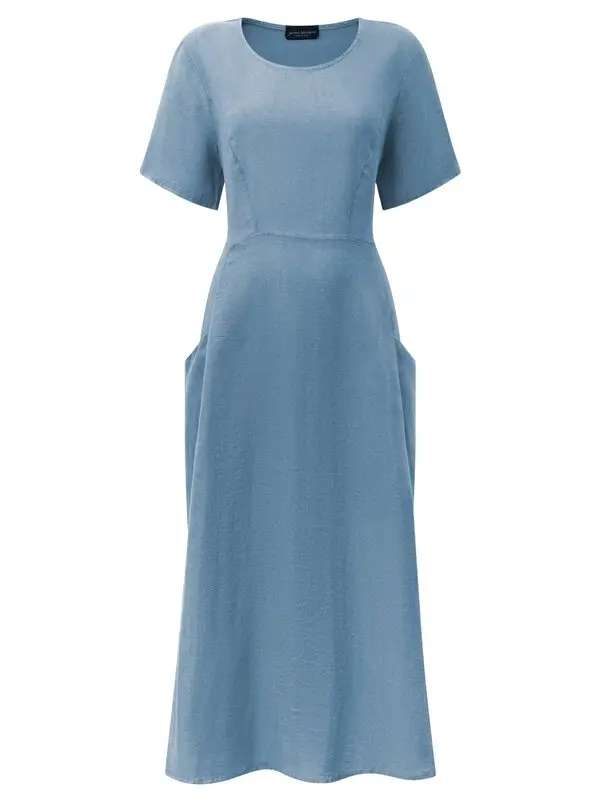 JAMES LAKELAND Denim Linen Midi Dress - Blue