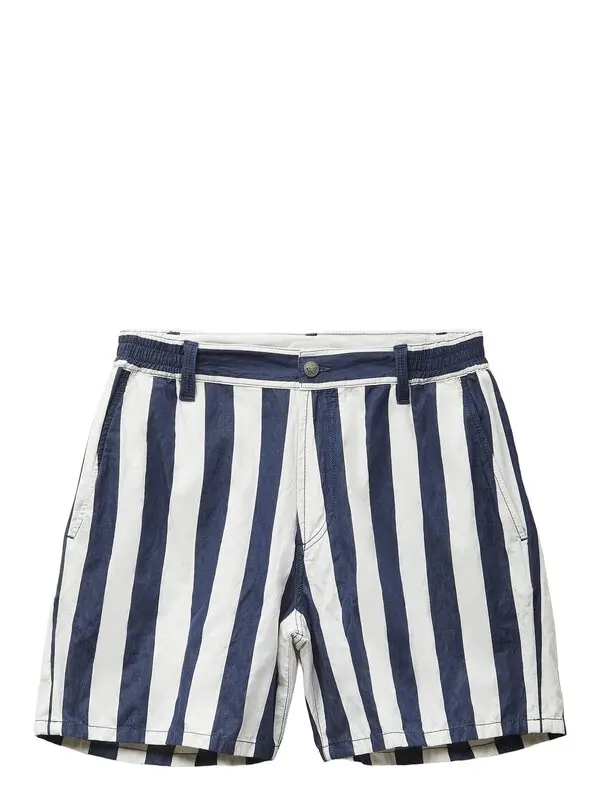 Versace Striped Cotton Denim Shorts - White+blue
