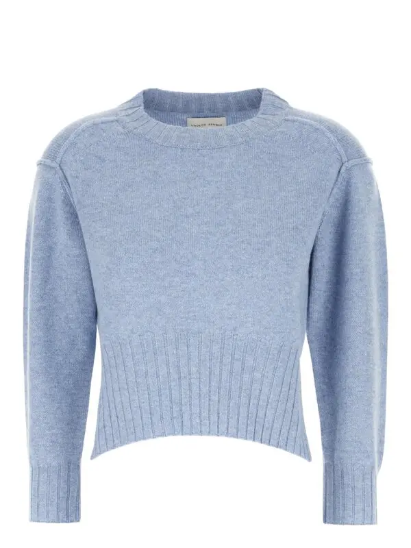 LOULOU STUDIO Crew Neck Sweater With Side Slit - Blue