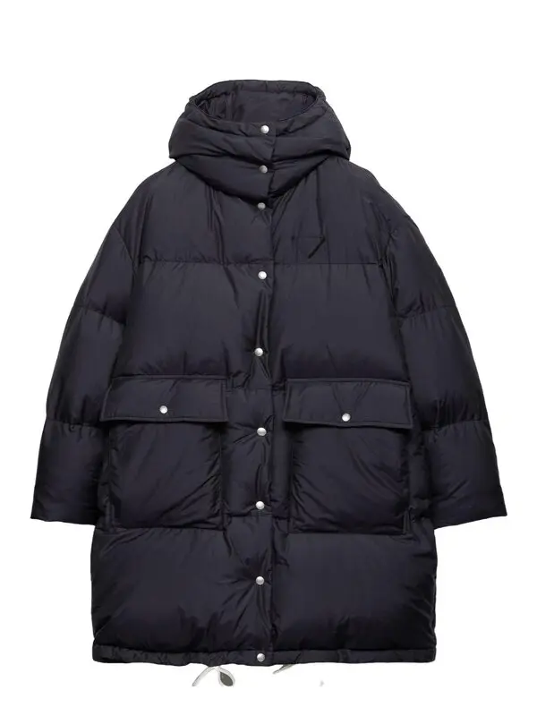 Prada Soft Canvas Down Parka - Navy Blue