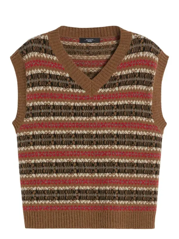 Max Mara Wool And Alpaca Jacquard Gilet - Camel