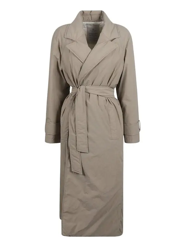 Brunello Cucinelli Long Belted Down Coat - Gray