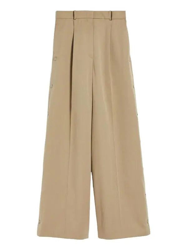 Max Mara Pleated Wide-leg Pants With Side Snaps - Nude