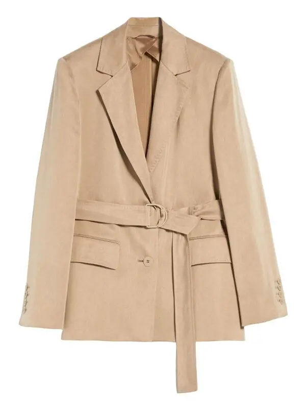 Max Mara Single-breasted Blazer With Belt - Nude