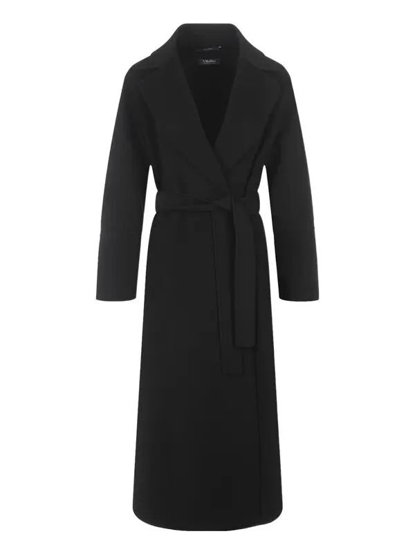 Max Mara Long-sleeved Belted Coat - Black