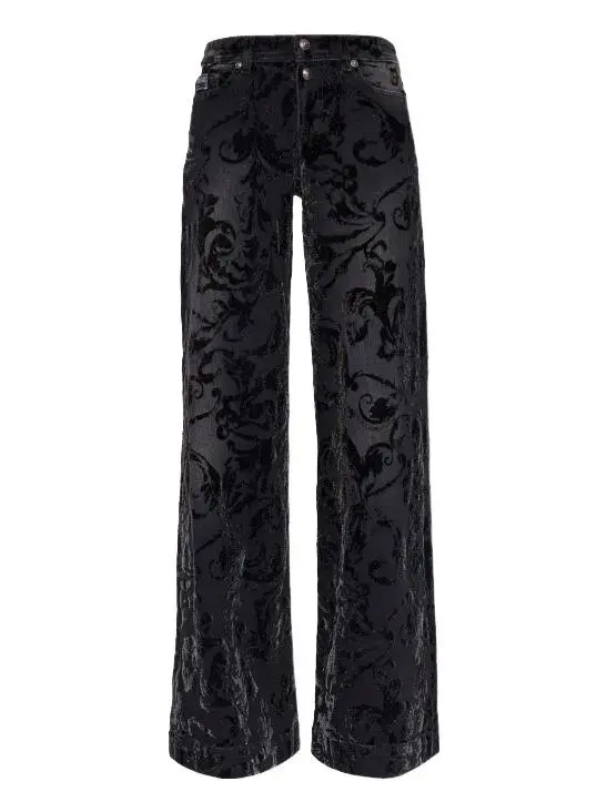 Versace Velvet Burnout Flare Pants - Grey