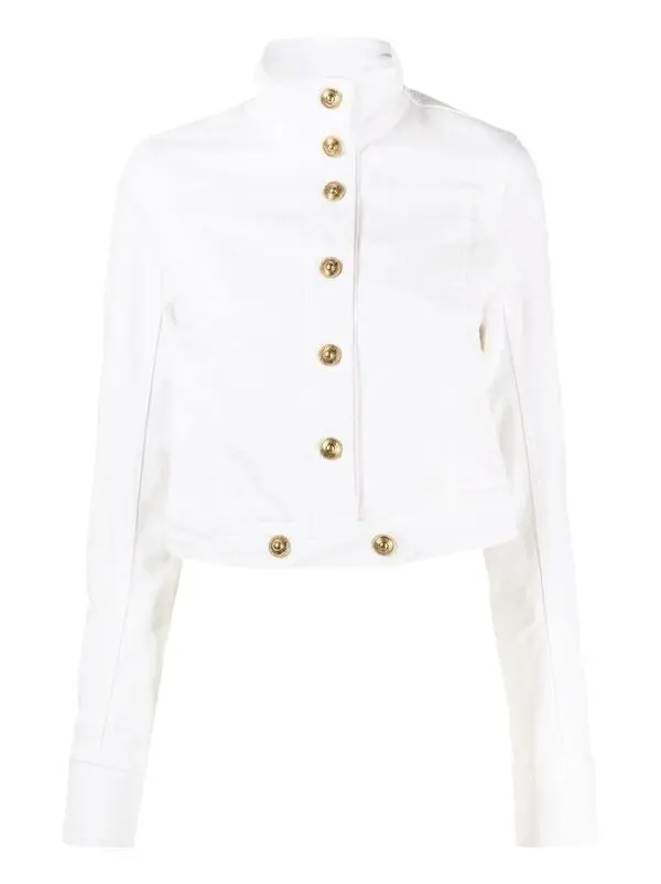 Versace Long Sleeved Cropped Jacket - White