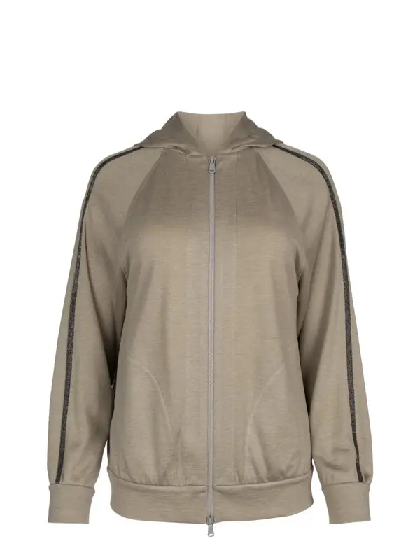 Brunello Cucinelli Embellished Zipped Hoodie - Nude