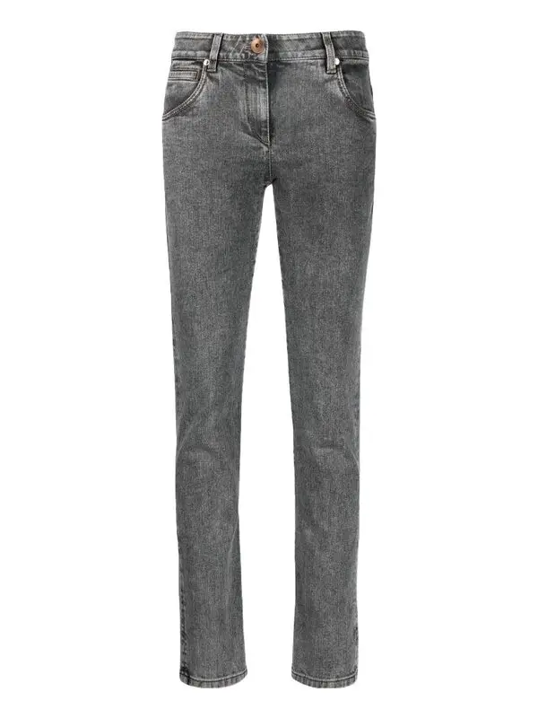 Brunello Cucinelli Straight-leg Jeans With Logo Detail - Black