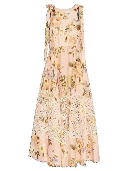Zimmermann Acacia Broderie Midi Dress - Nude