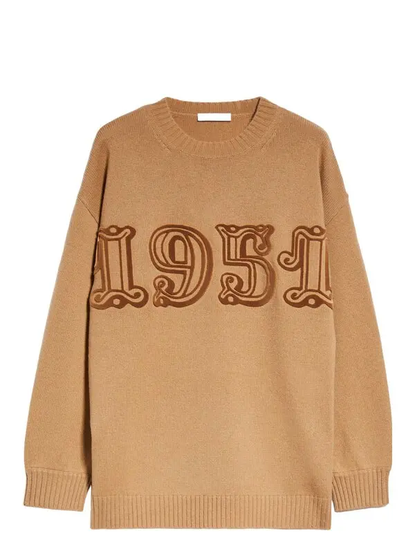Max Mara 1951' Embellished Crewneck Jumper - Camel