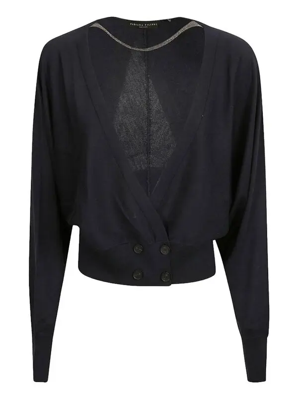 Fabiana Filippi V-neck Double-breasted Cardigan - Black