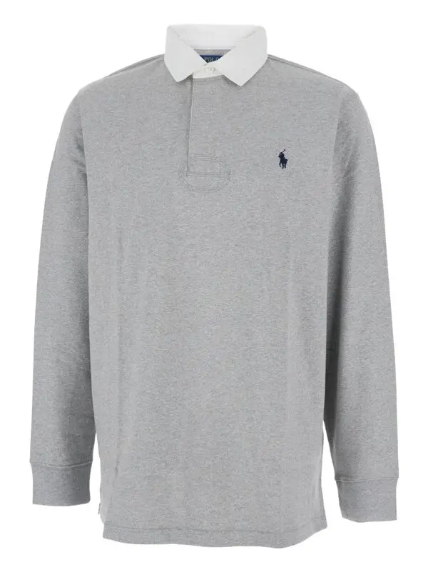 Polo Ralph Lauren Pony Embroidered Long Sleeved Polo Shirt - Grey