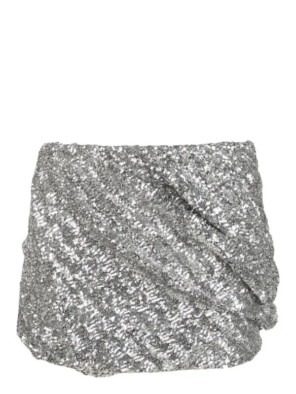 Attico Sequin Embellished Mini Skirt - Gray