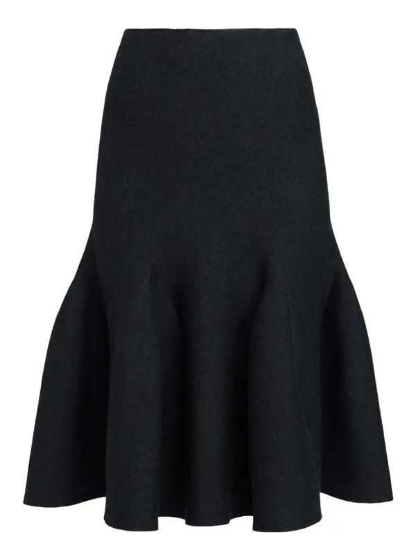 Alaïa Sculptural Godet Knit Midi Skirt - Black