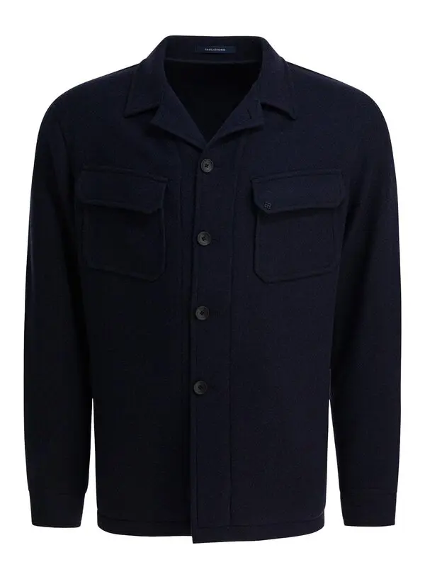 Tagliatore Long-sleeved Button-up Jacket With Lapel Collar - Blue
