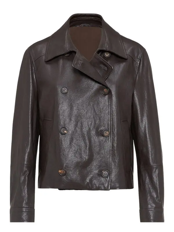 Brunello Cucinelli Double Breasted Pea Coat - Chocolate-colored