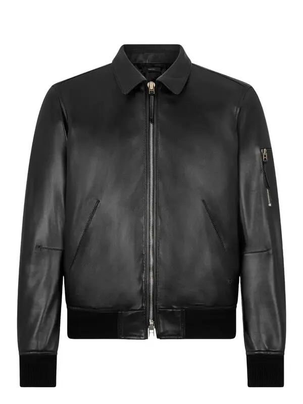 TOM FORD Leather Zip-up Bomber Jacket - Black