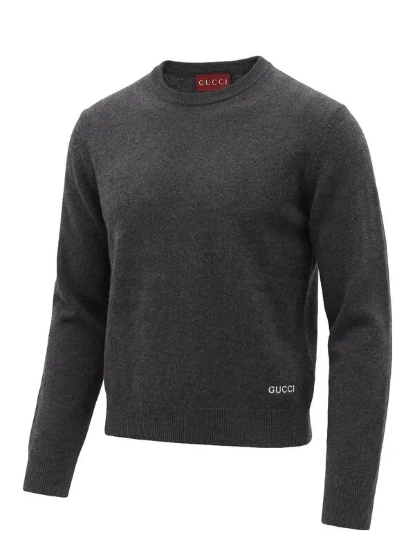 Gucci Silk Cotton Sweater With Intarsia Detail - Grey