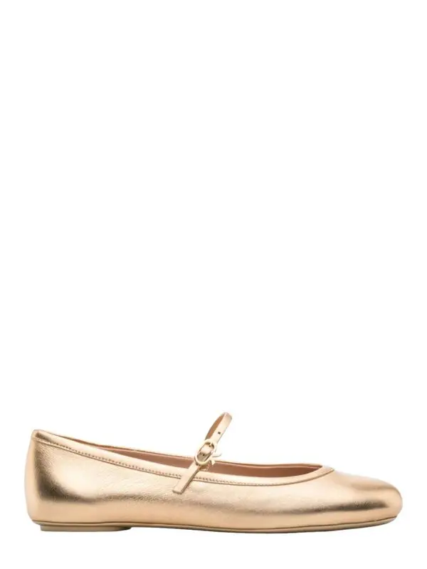 GIANVITO ROSSI Round Toe Ballet Flats With Metal Accessories - Nude
