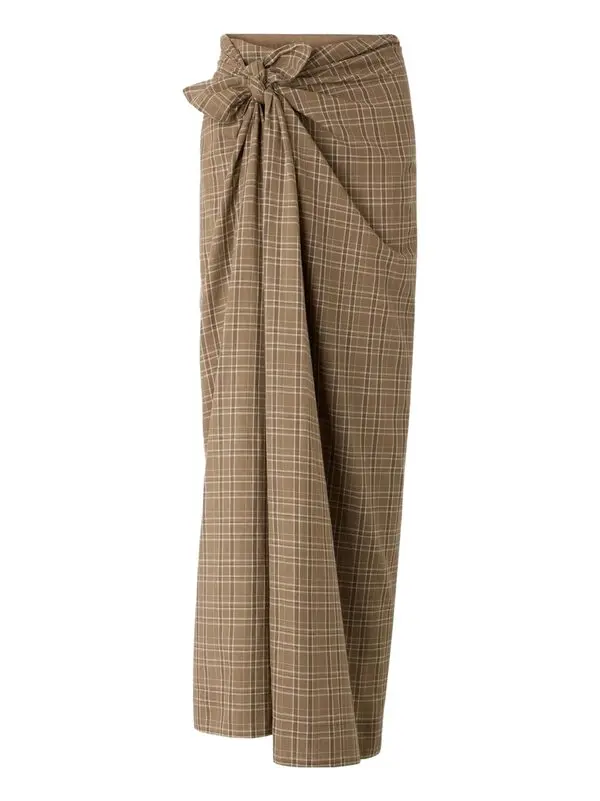 Soeur Tie-waist Plaid Ankle-length Skirt - Brown