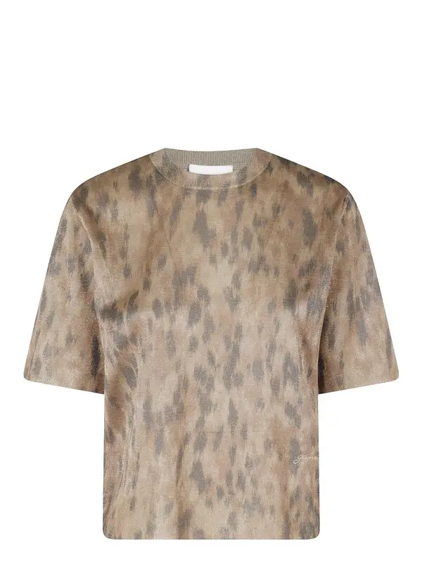 GANNI Short-sleeved Printed T-shirt - Nude