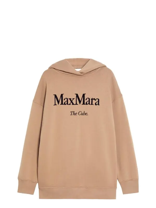 Max Mara Logo Detailed Long-sleeved Hoodie - Camel