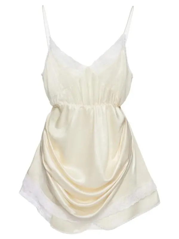 Magda Butrym Draped Lace-trim Slip Mini Dress - Cream