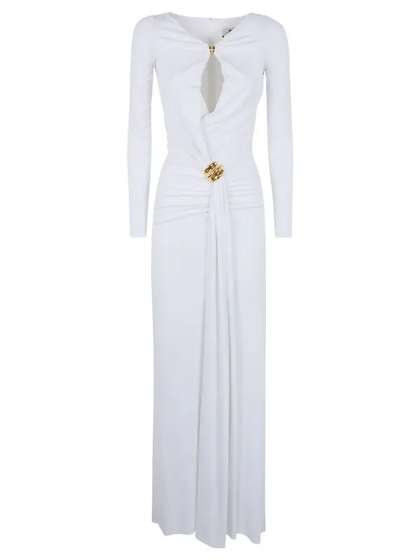 Elisabetta Franchi Tone Hardware Maxi Dress - White