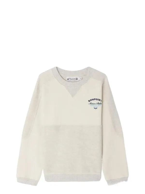 Bonpoint Embroidered Color-block Sweatshirt - Heather Ash