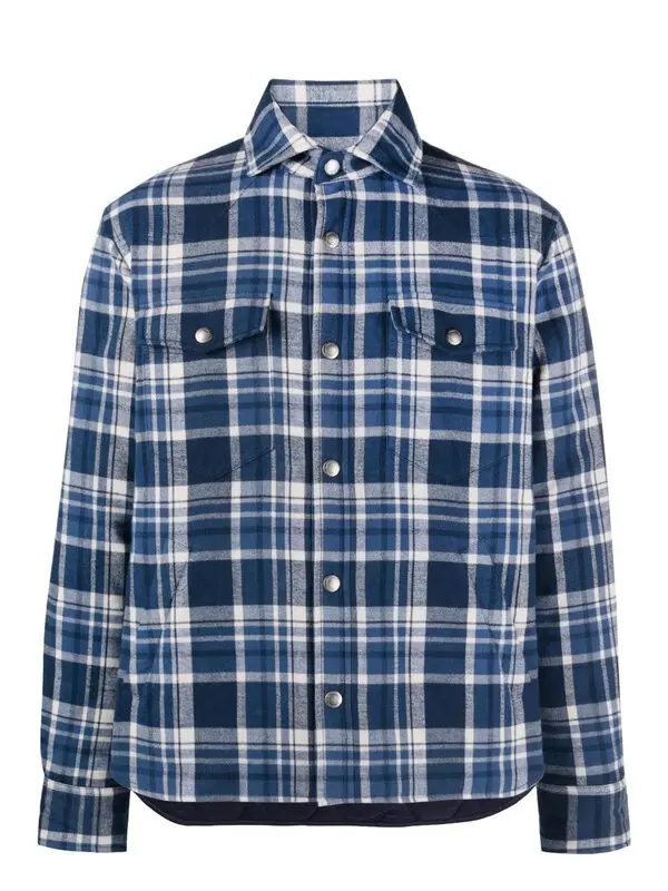 Brunello Cucinelli Plaid Check Padded Shirt Jacket - Blue