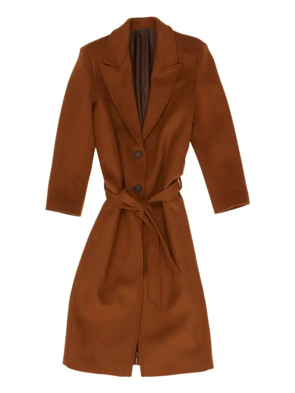 Attico The Belted Long Coat - Brown