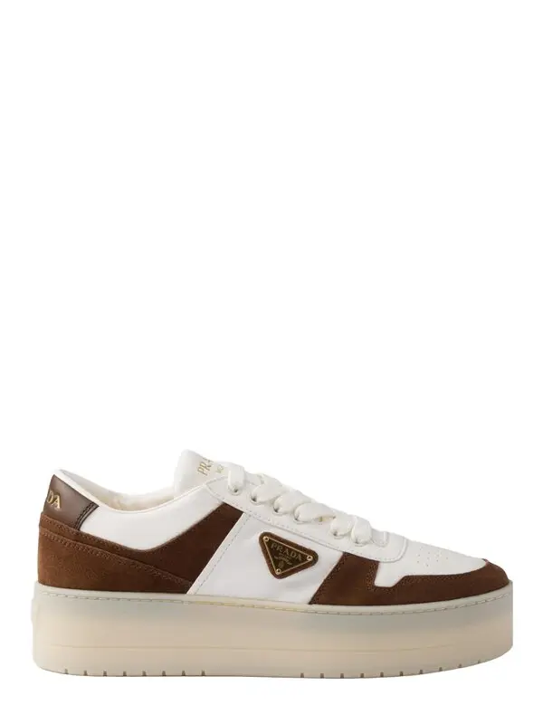 Prada Downtown Bold Nappa Leather And Suede Sneakers - Cocoa Brown