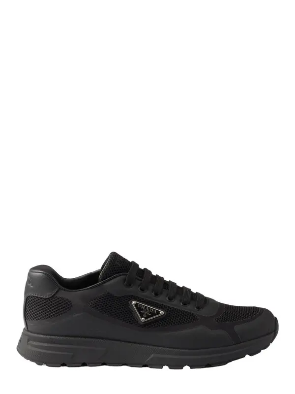 Prada Triangle Logo Lace-up Sneakers - Black