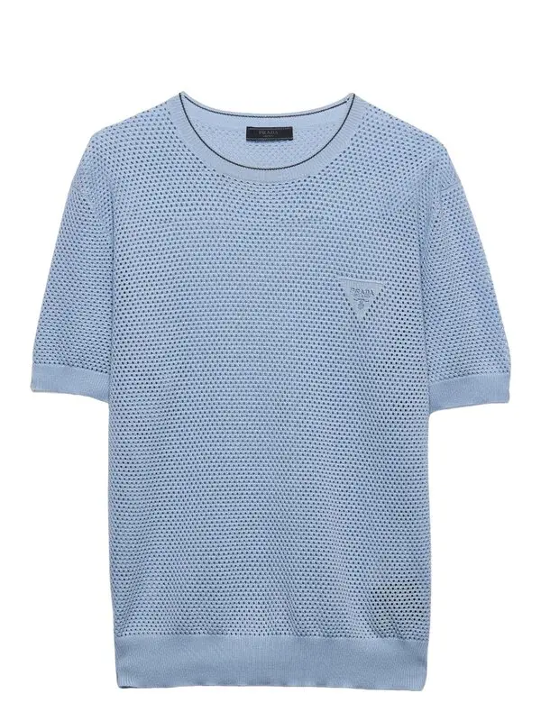 Prada Short-sleeved Crewneck Jumper - Sky-blue