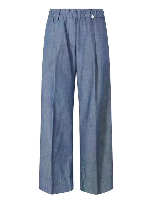 MYTHS Elasticated Waistband Straight Trousers - Blue