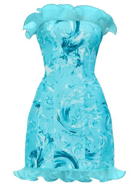 Versace Ruffled Off-shoulder Dress - Blue