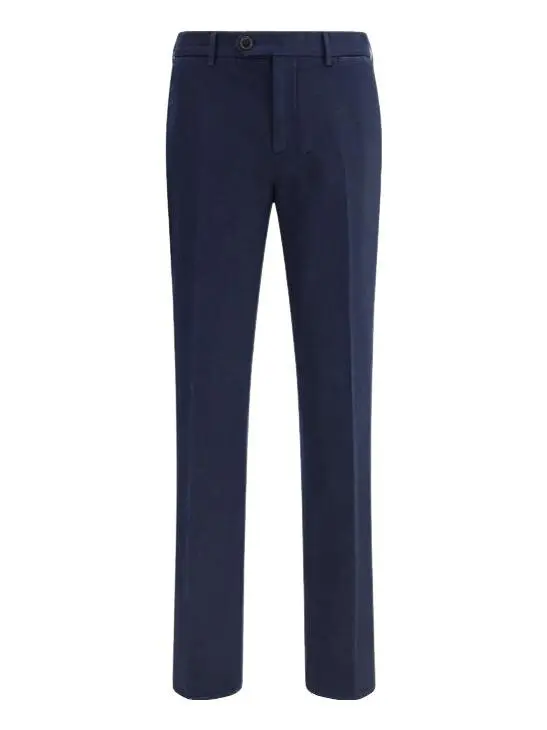 Brunello Cucinelli Garment-dyed Italian Fit Gabardine Trousers - Blue