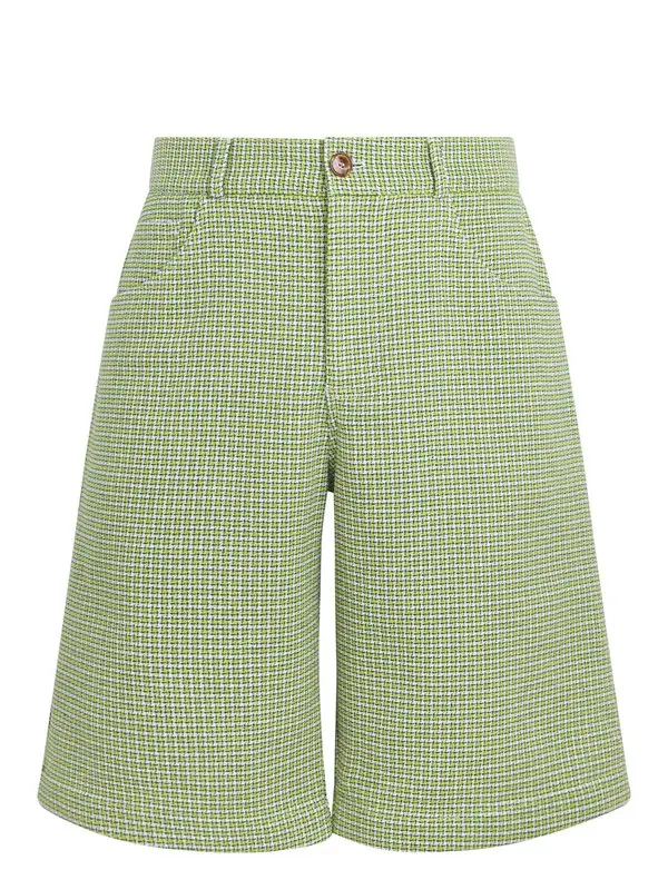 Séfr Houndstooth Tailored Shorts - Green