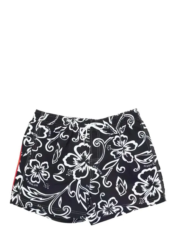 Sundek Floral Print Swim Shorts - Blue
