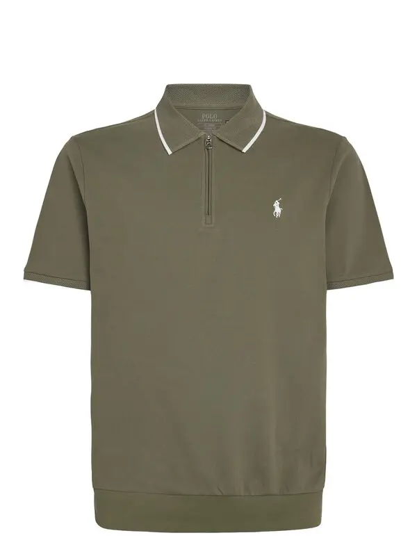 Polo Ralph Lauren Stretch-cotton Zip-up Polo Shirt - Green