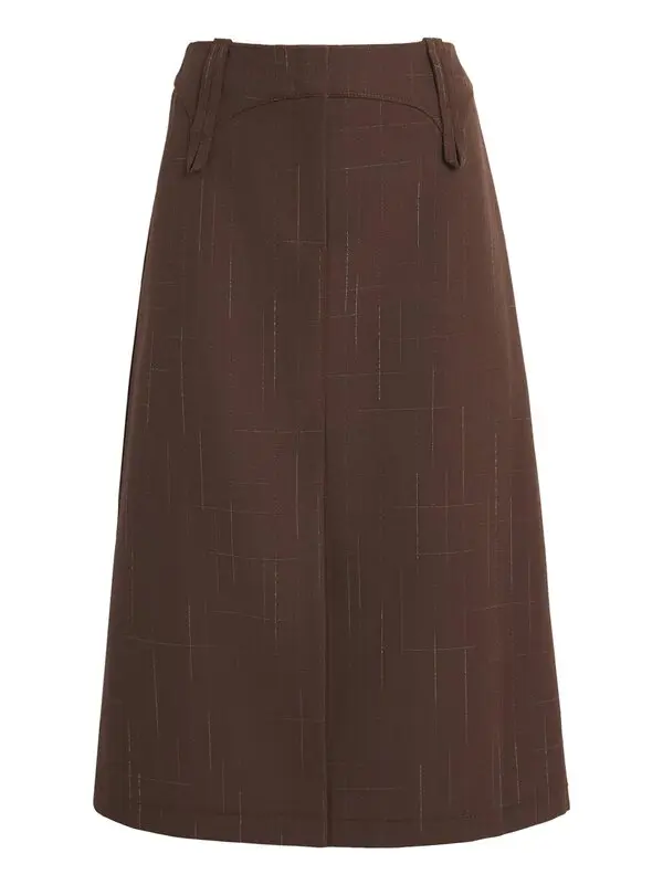 Tory Burch Stretch-wool Midi Skirt - Brown