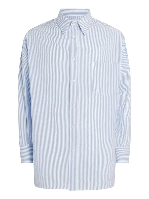 MAISON MARGIELA Cotton Poplin Stripe Shirt - Blue
