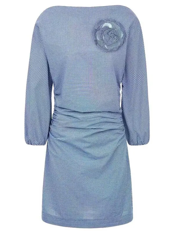 Bernadette Ezra Gingham-check Brooch Dress - Blue
